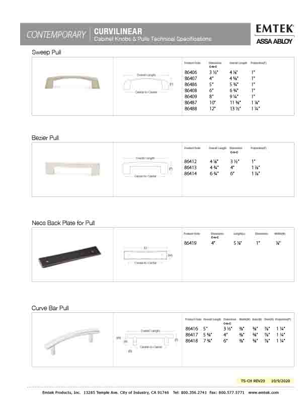 Emtek Sweep Pull Curvilinear Cabinet Hardware - Door Hardware Canada