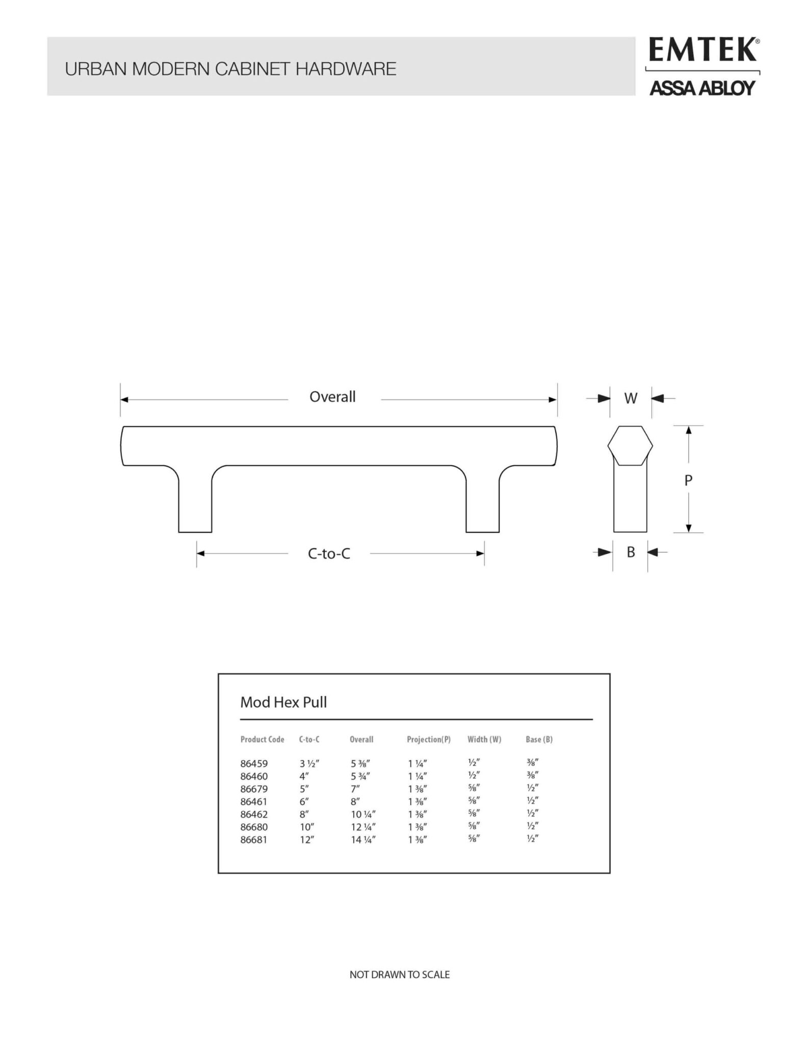 Emtek Mod Hex Pull Modern Cabinet Pull - Door Hardware Canada